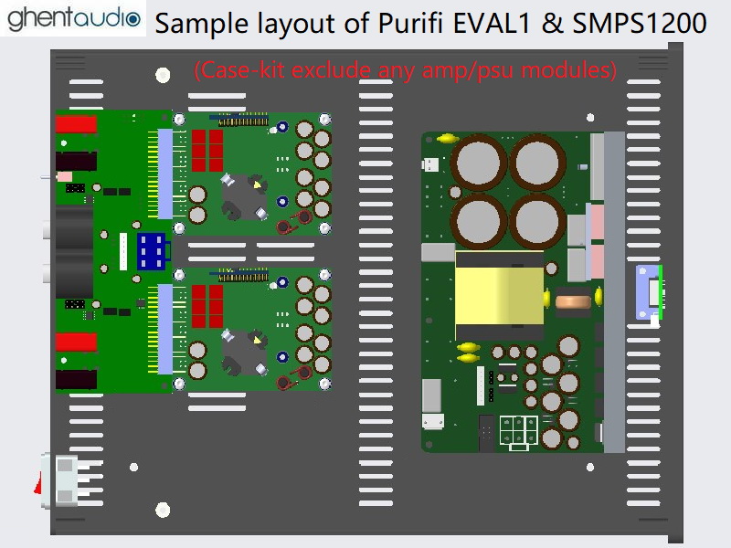 (C315a-S1) DIY Stereo Case-kit for Purifi EVAL1 (Deltron Banana + ext ...