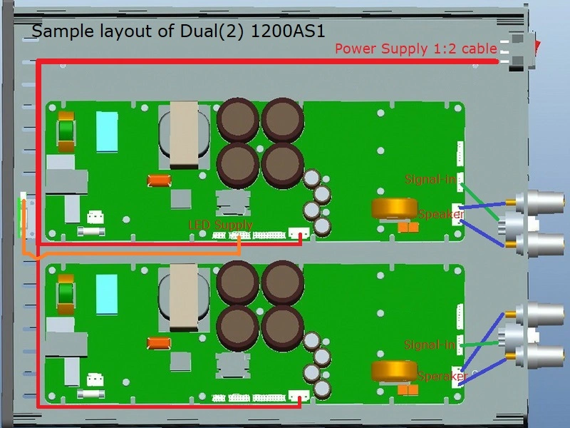 (D365a-S1) DIY Stereo Case-kit for ICEpower 1200AS1(x2)