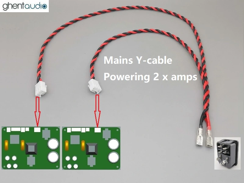 Psc-21 Mains Y-cable to power two amps (Silicone UL3239 16awg)