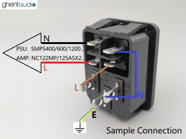 JEC JR-101-1FSA Mains-Inlet with Jumpers (1pc)