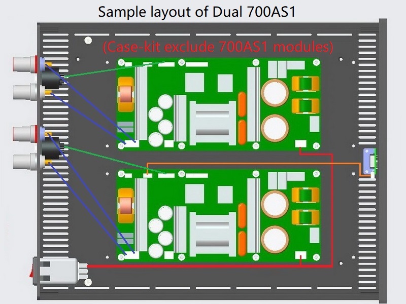 (D365b-S1) DIY Stereo Case-kit for ICEpower 700AS1(x2)