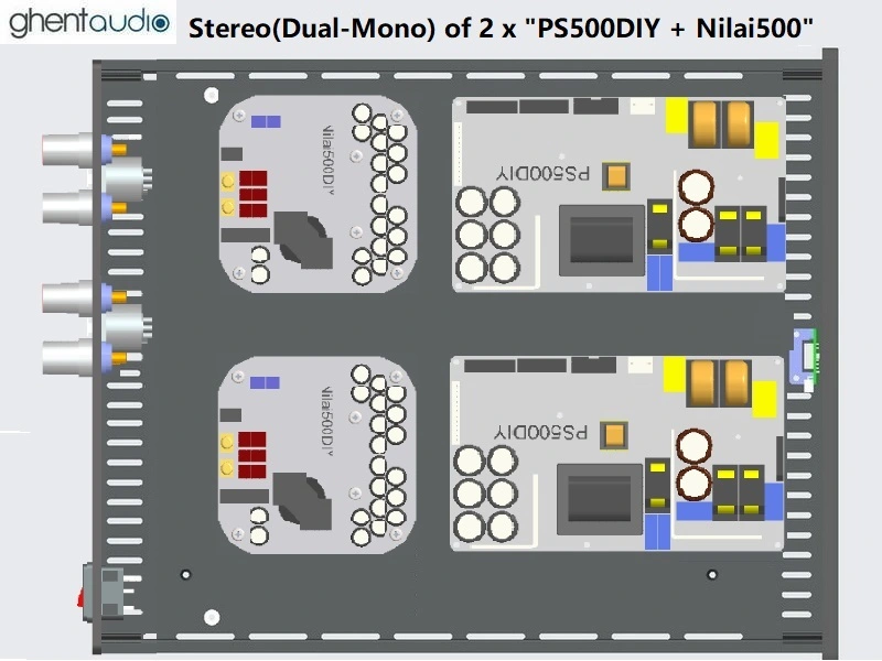 (D365c-S1) DIY Stereo(Dual-mono) Case-kit for 2 x "Nilai500 + PS500DIY"