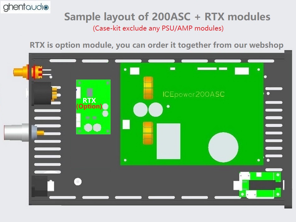 (A265-M1) DIY Mono Case-kit for ICEpower 200ASC (RCA & XLR inputs)