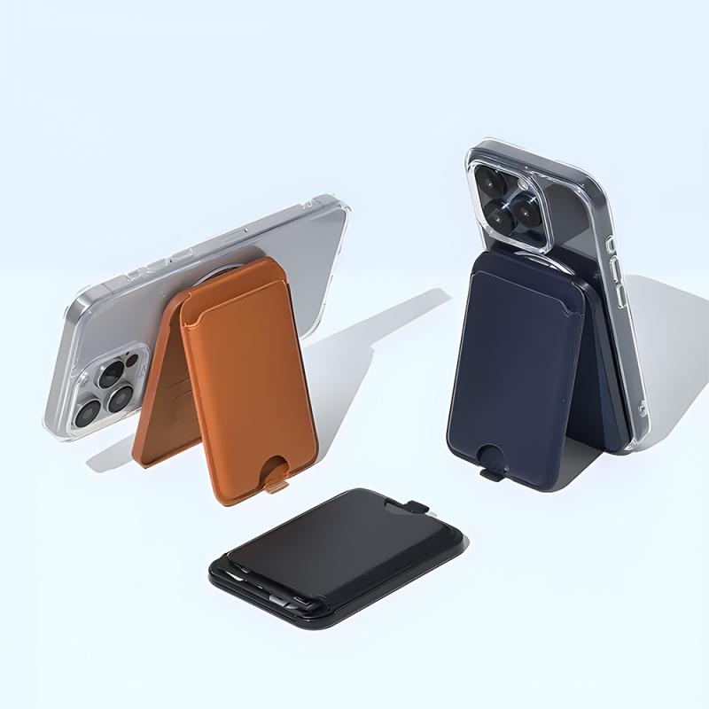 PU Leather Phone Stand with foldable Magnetic Card Holder Manufacturer ...