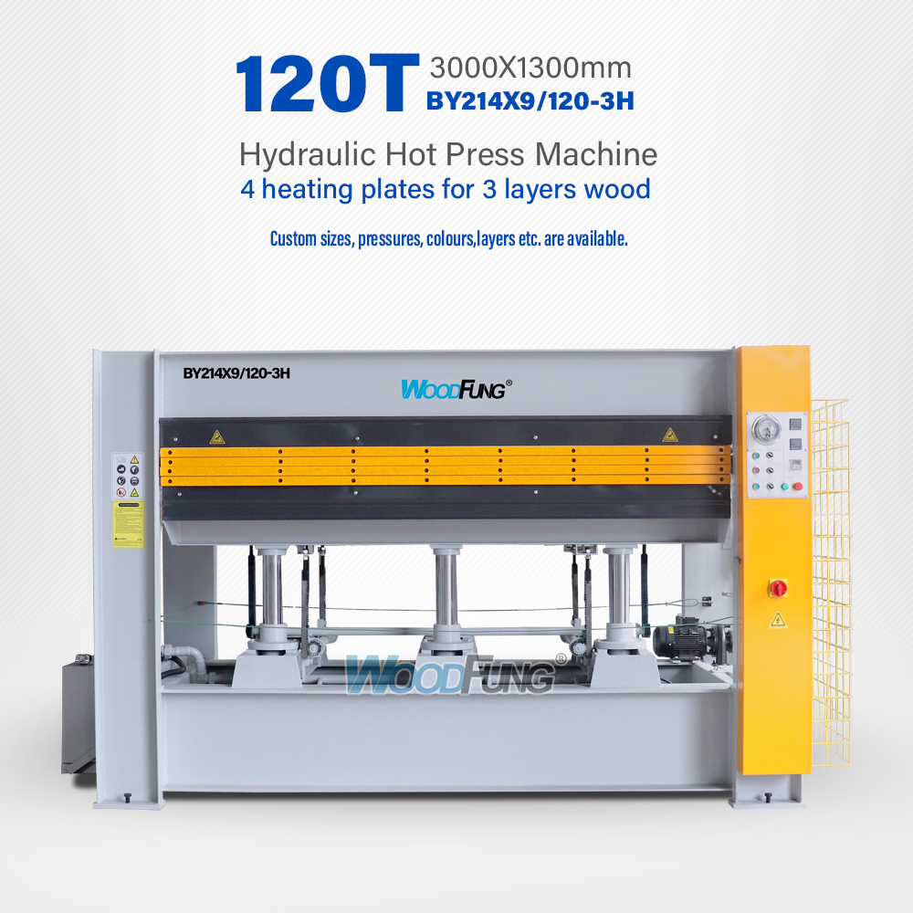 120-3H WOODFUNG 120T Woodworking Machine Hot Press Wooden Door Panel ...
