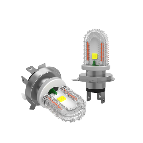 Motoled H4 COB Red Blue Flash Led Headlight Bulb for Motorcycle,