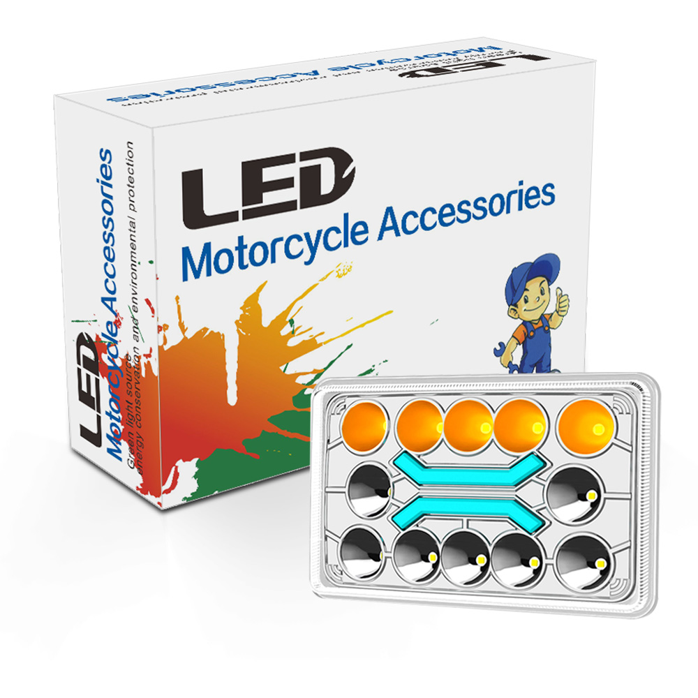 CG125 6*4 inch Motorcycle Semi-Assembly Led Headlight Dual Color Flash ...