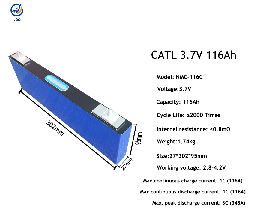 Original new CATL NMC 3.7V 116ah rechargeable lithium ion Battery For RV EV Forklift solar ...