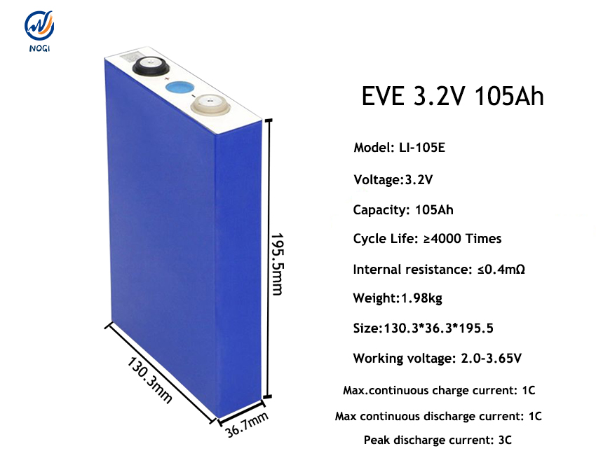 EVE New 3.2V 105Ah Prismatic Lifepo4 Lithium Phosphate Battery Cell ...
