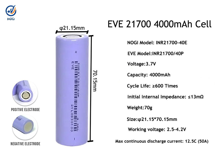 EVE Brand new 21700 40P 3.7V li ion battery 3.6V 4000mah 4Ah 21700 battery cell INR21700-40P for ...
