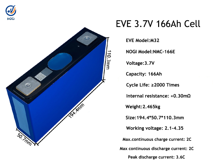 Brand new EVE ncm battery cell 3.7v 166Ah ternary lithium battery M32 ...