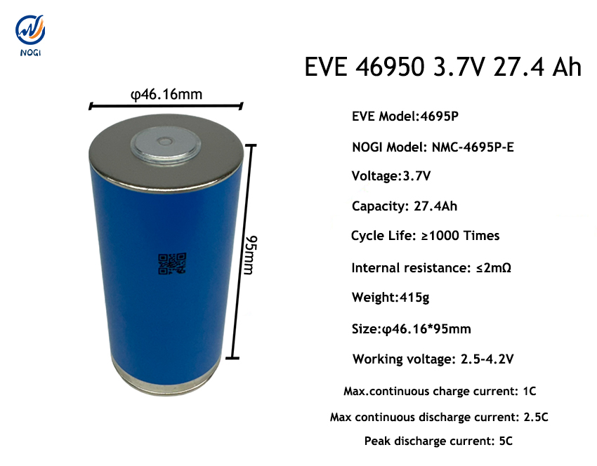 Top quality EVE brand 46950 battery cell 3.7V 27.4Ah cylindrical ...