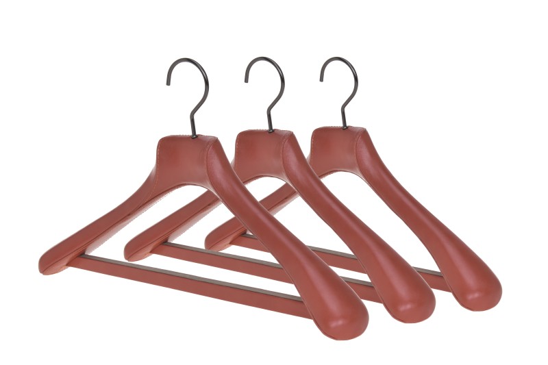 Custom leather hanger luxury wooden suit wide shoulder hangers