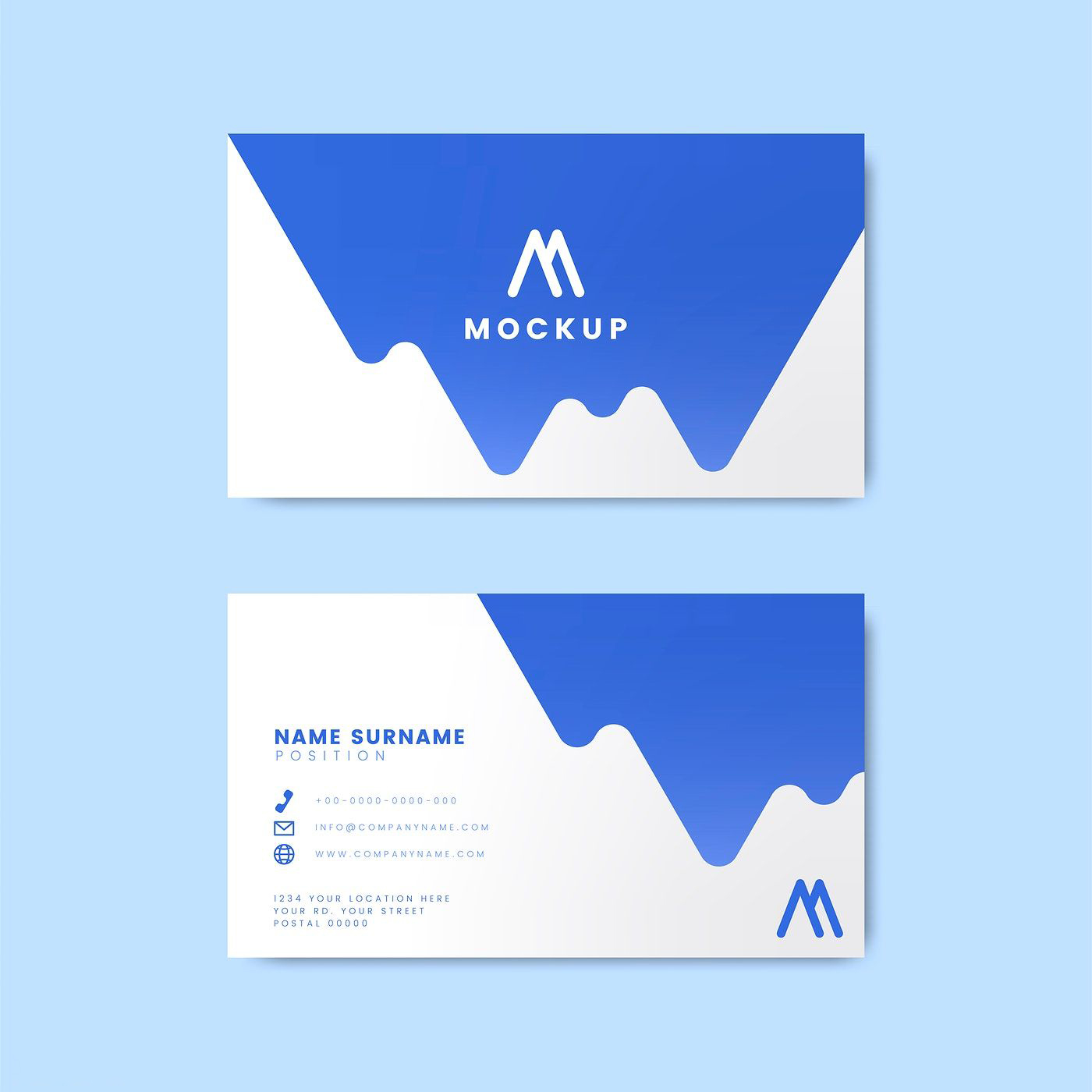 Business Cards Design template 90X54mm Blue