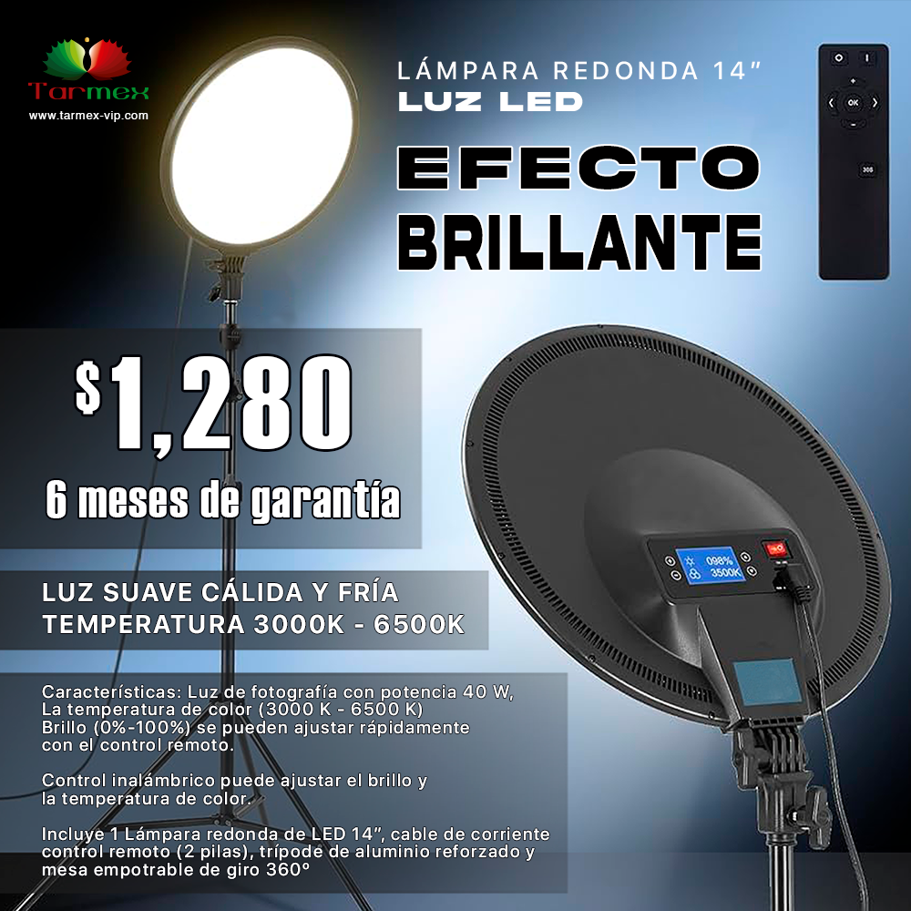 Lámpara de Panel de Luz LED "B" Redonda 14 plg