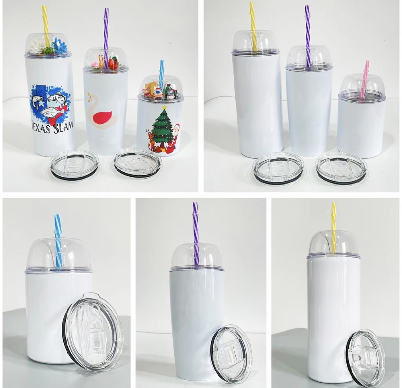 RTS CHINA 10oz/20oz/22oz Sublimation White Blank Tumbler Glow in the Dark with Designable Dome ...