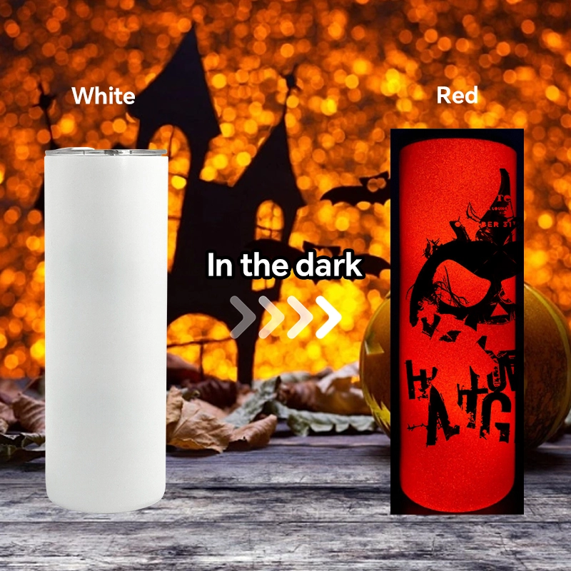 RTS CHINA 20oz Sublimation Glow in the Dark White to Orange&Red Tumblers