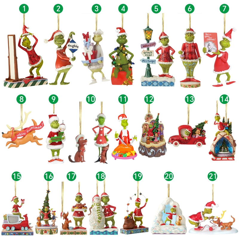 Wood Christmas Tree Decorations Grinch Pendant - Chinese Warehouse
