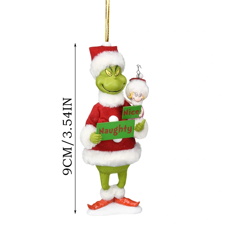 Wood Christmas Tree Decorations Grinch Pendant - Chinese Warehouse