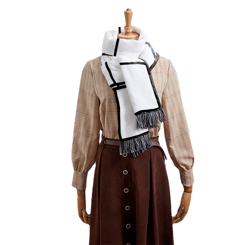 Chinese Warehouse Fringe Trimmed Flannel Sublimation Blank Scarf with ...