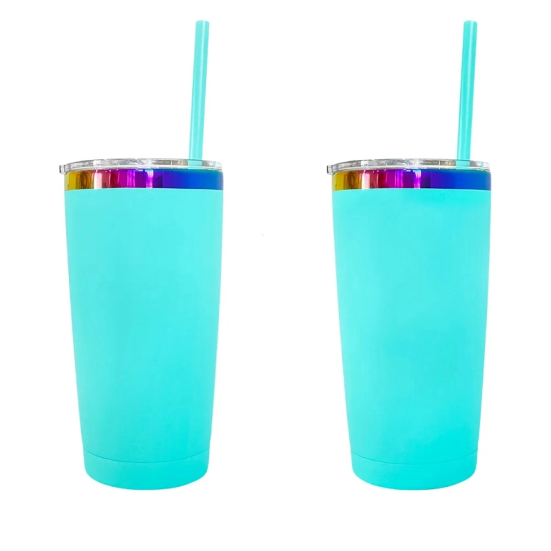 RTS Chinese warehouse 20 oz Powder Coated Rainbow Plated Tumblers With ...