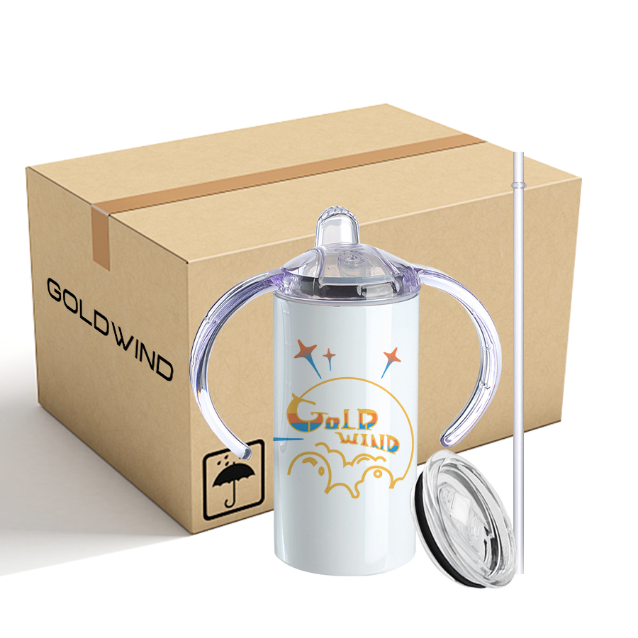 RTS CHINA 12oz Sublimation Straight Sippy Cup with Plastic Straw&Dual Lids