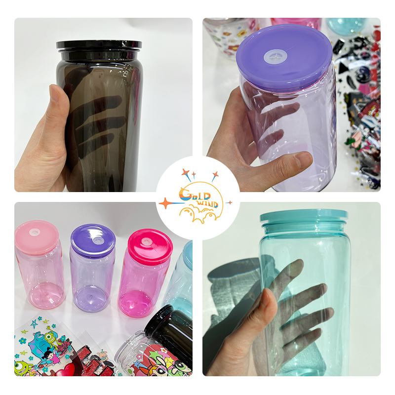 RTS US - 16oz Colored Acrylic Libby Can with Plastic Straw and Lids