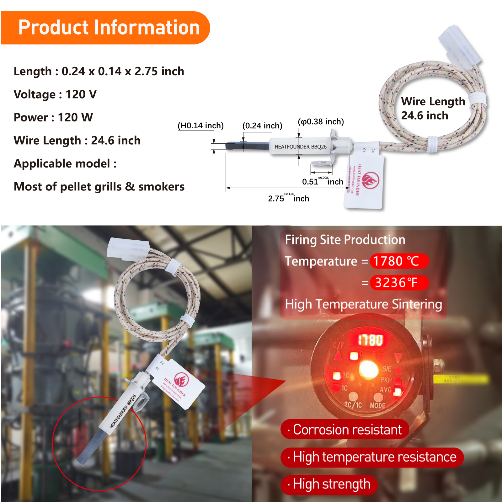 90S Ignition Time Mini Silicon Nitride Hot Rod Igniter Pellet Grill ...