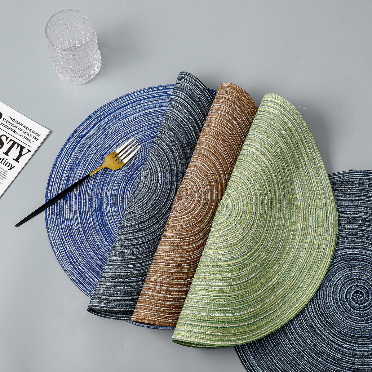 Matorino-Colorful Round Braided Placemats