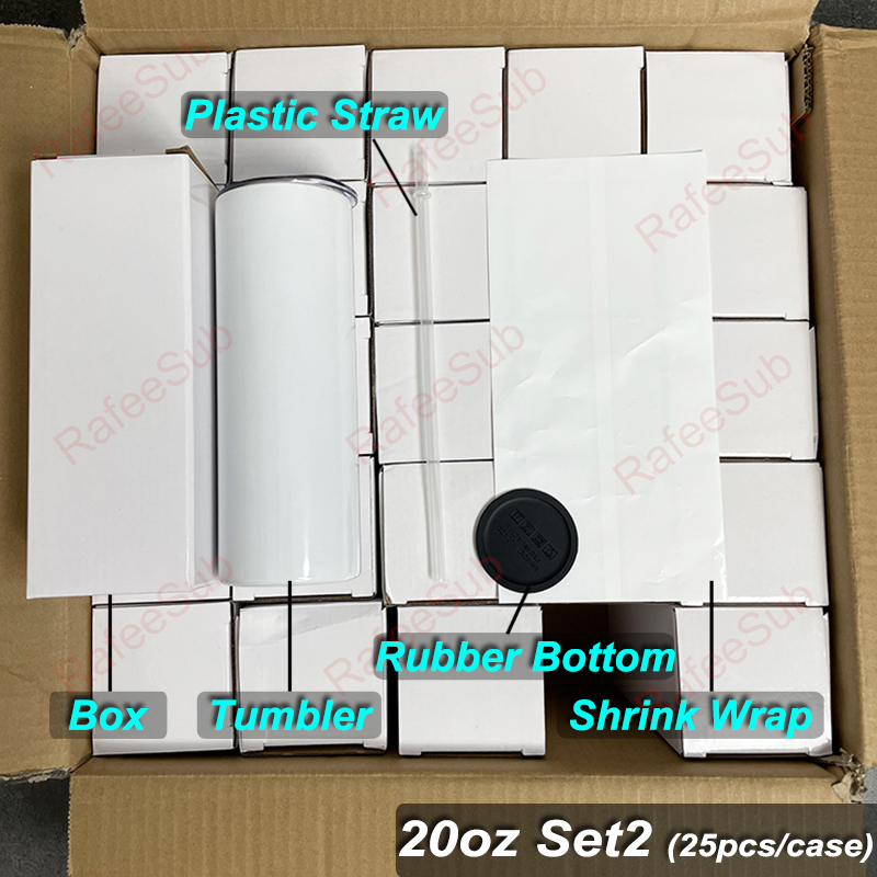 20oz Sublimation Tumbler | Plastic Straw | Rubber Bottom | - RafeeSub