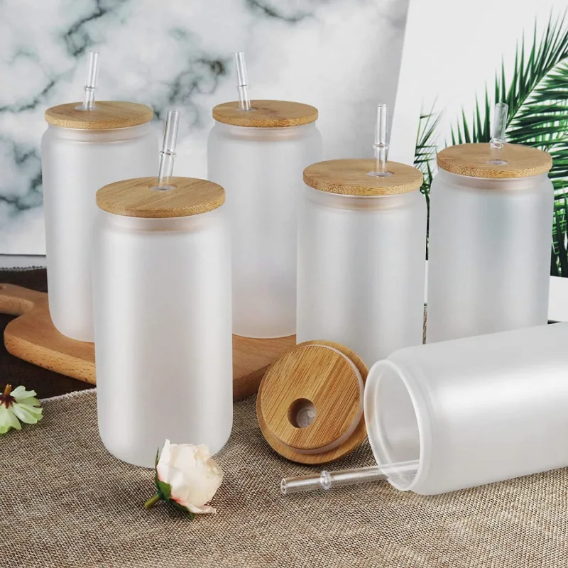 16oz Clear/ Frosted Sublimation Glass Can | Sublimation Blanks | - RafeeSub