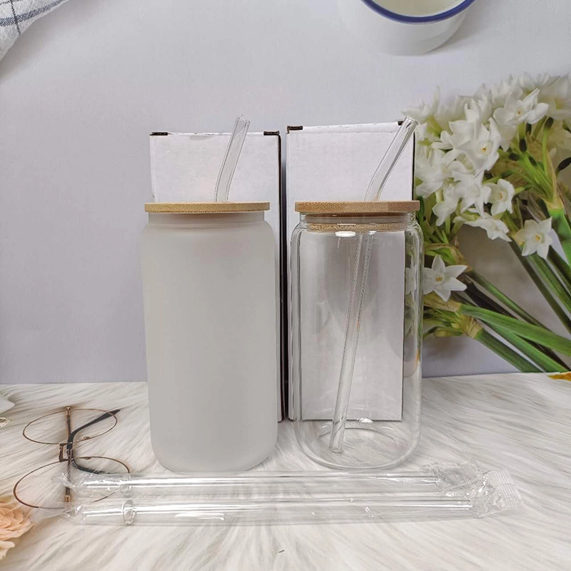 16oz Clear/ Frosted Sublimation Glass Can | Sublimation Blanks | - RafeeSub