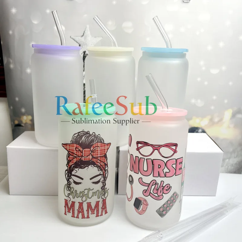 25PCS 16oz Clear/ Frosted Sublimation Glass Can | Mixed Colors Plastic ...