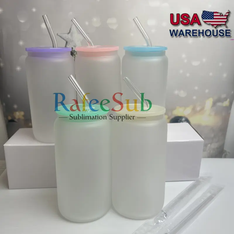 25PCS 16oz Clear/ Frosted Sublimation Glass Can | Mixed Colors Plastic ...
