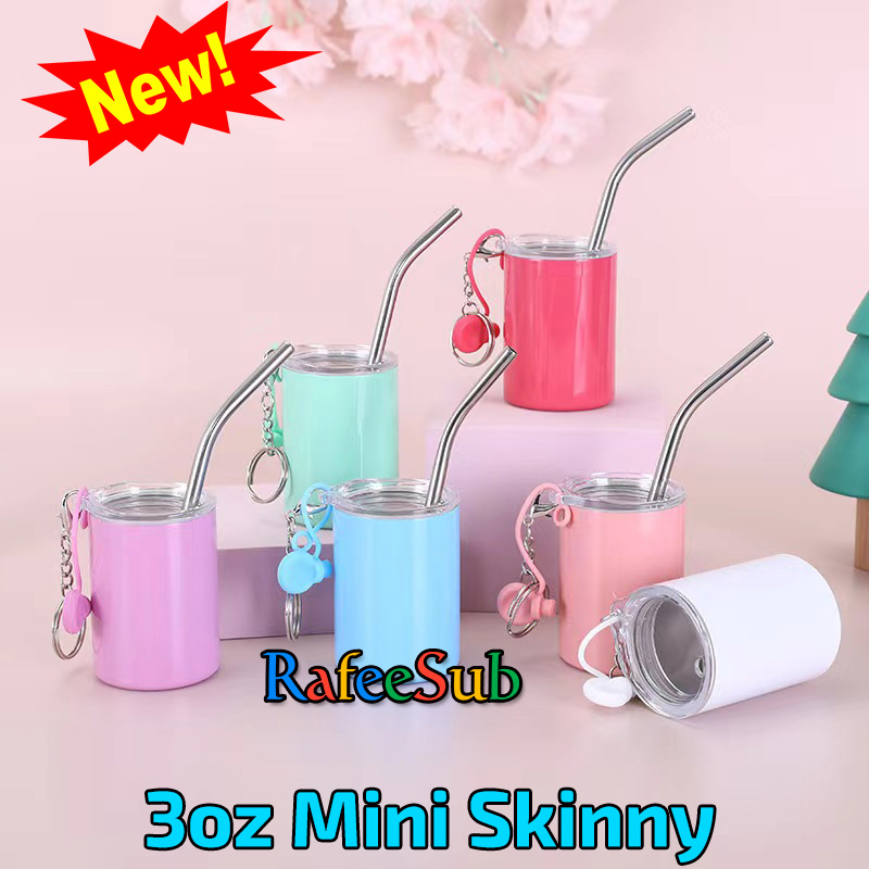 50PCS 3oz Mini Skinny Colored Sublimation Blanks Tumbler with Keychain ...