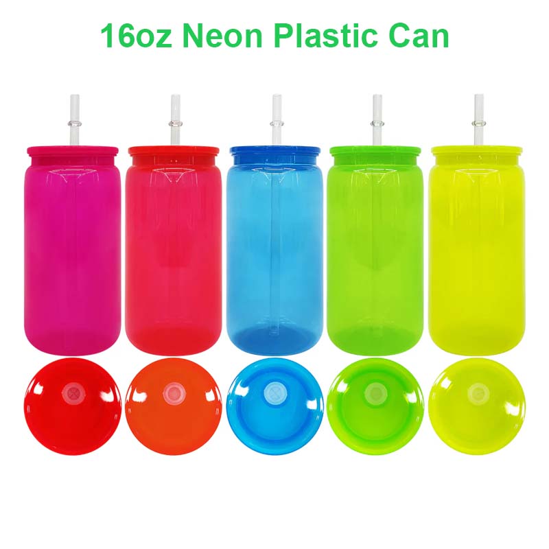 RAFEE 50pcs 16oz neon colors plastic cans for vinyl and uv dtf wraps