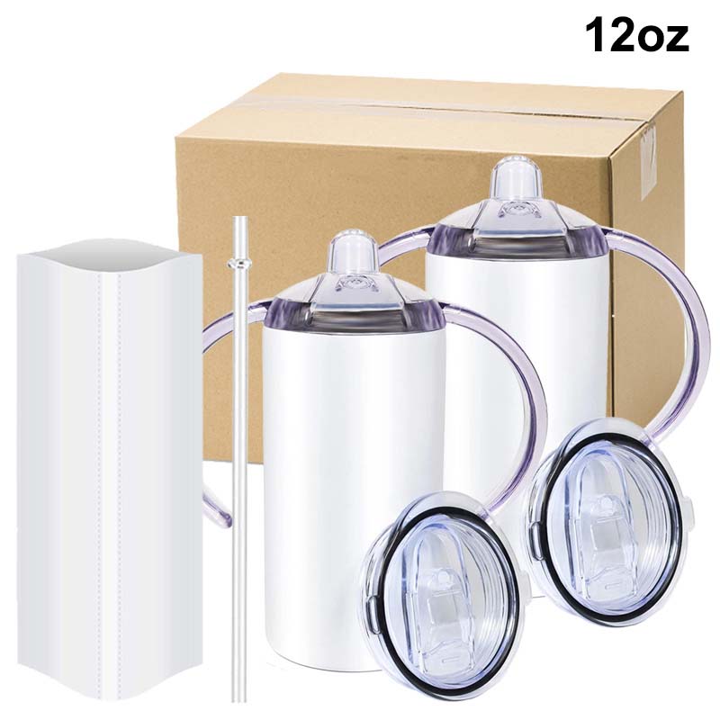 30pcs 12oz Sublimation Kids Sippy Cup | 2 Lids | - RafeeSub