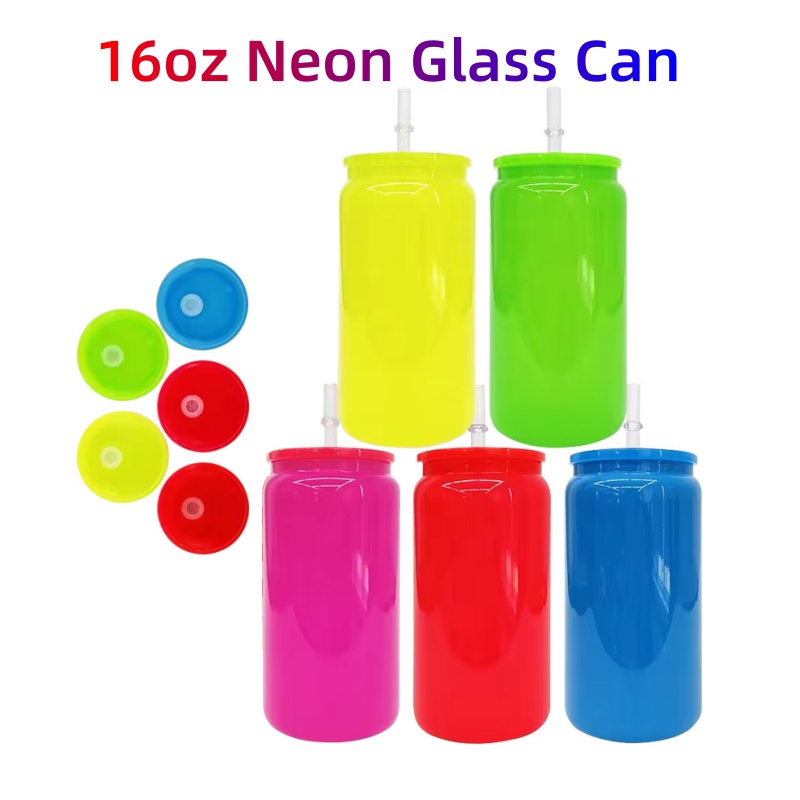 RAFEE 50pcs 16oz neon colors plastic cans for vinyl and uv dtf wraps