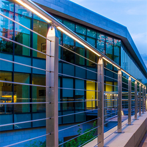 Outdoor stainless steel cable railing balustrade with led light