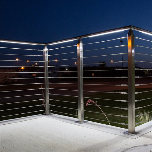 Outdoor stainless steel cable railing balustrade with led light