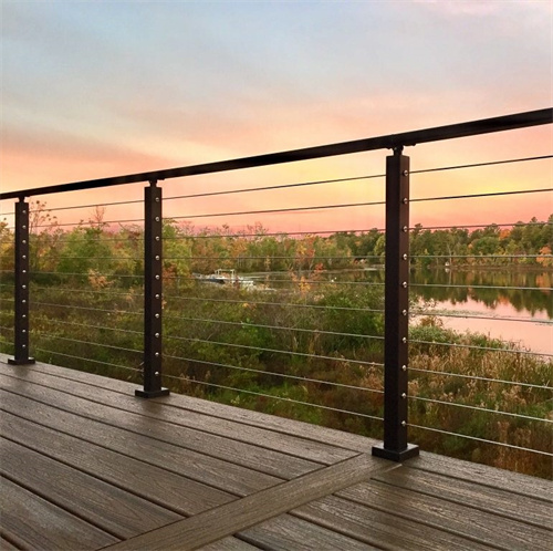 Black powder coating cable railing system modern design balustrade
