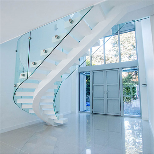 Mono Center Stringer Curved Staircase Modern Wood Staircase Arc Stairs