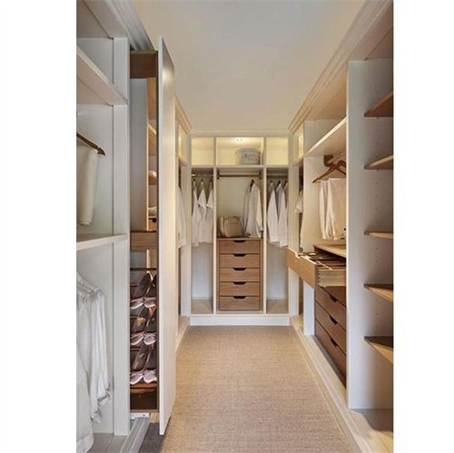 Modern U shape master walk-in closet system with led light