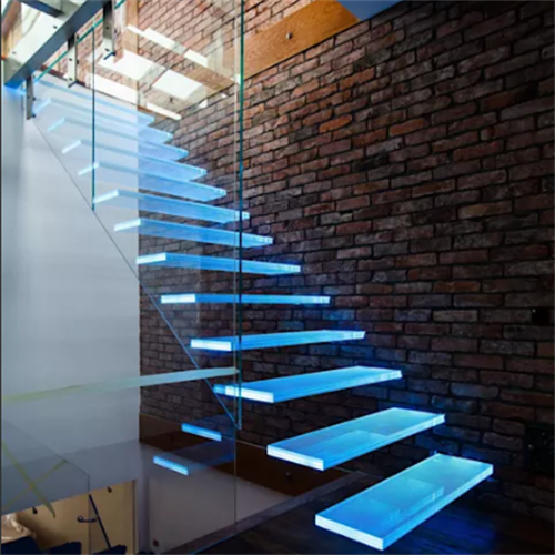 Modern Glass Step Floating Staircase Stainless Steel Tempered Glass ...