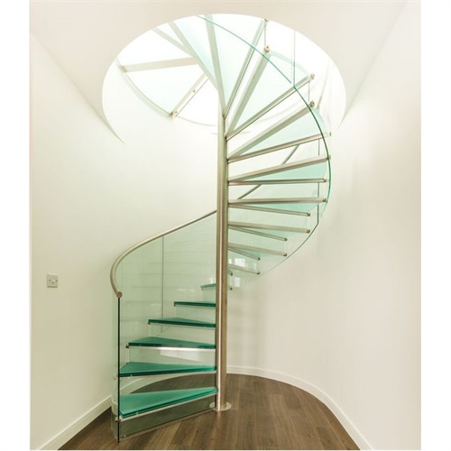 Stainless steel glass spiral stairs with glass railing