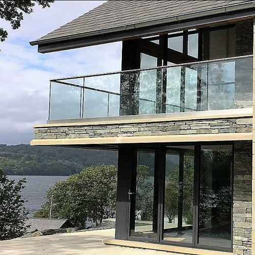 Aluminum profile u channel glass balustrade for outdoor