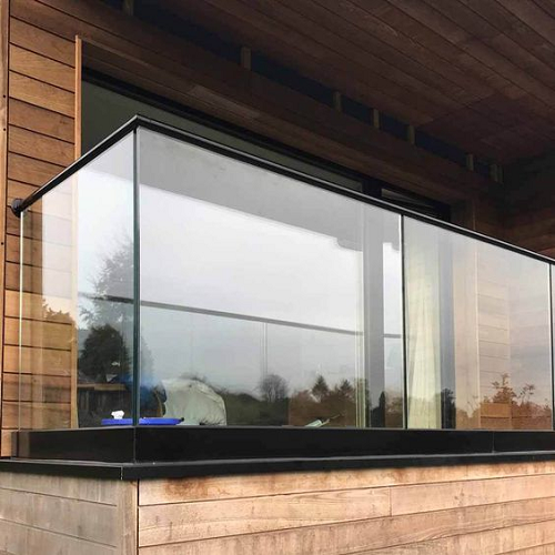 Modern Aluminum U channel glass railing system for residential project