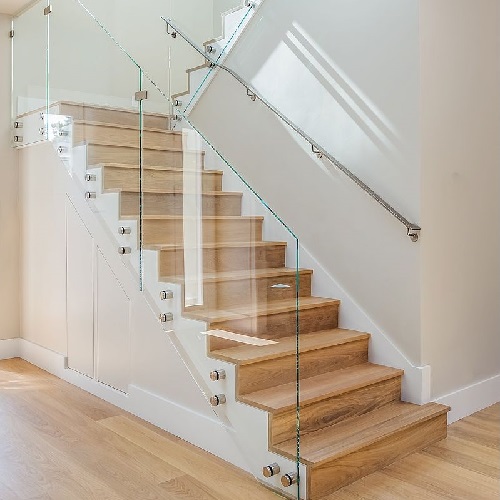 Modern Stair Glass Railing Standoff Frameless Glass Railing