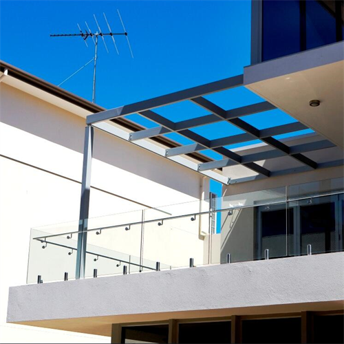 Balcony glass railing spigots glass railing with side mounted handrail
