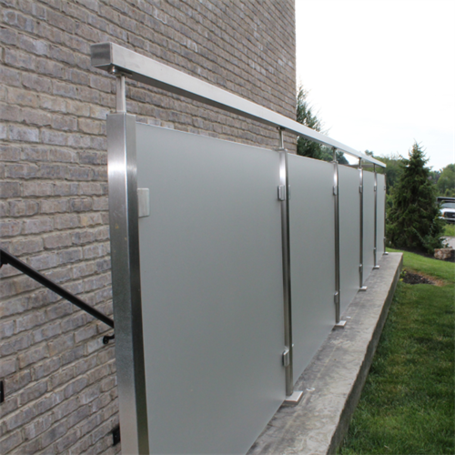 Frosted glass railing balcony privacy screen stainless steel glass railing